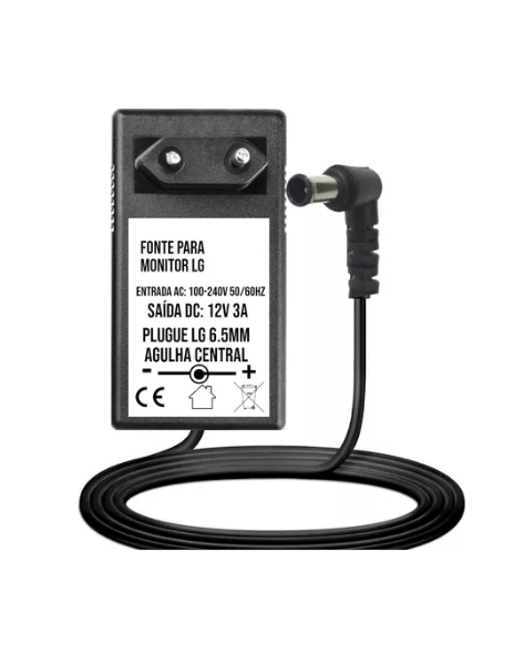 FONTE UNIVERSAL COMPATIVEL MONITOR LG 12V 3A FONTE UNIVERSAL COMPATIVEL MONITOR LG 12V 3A